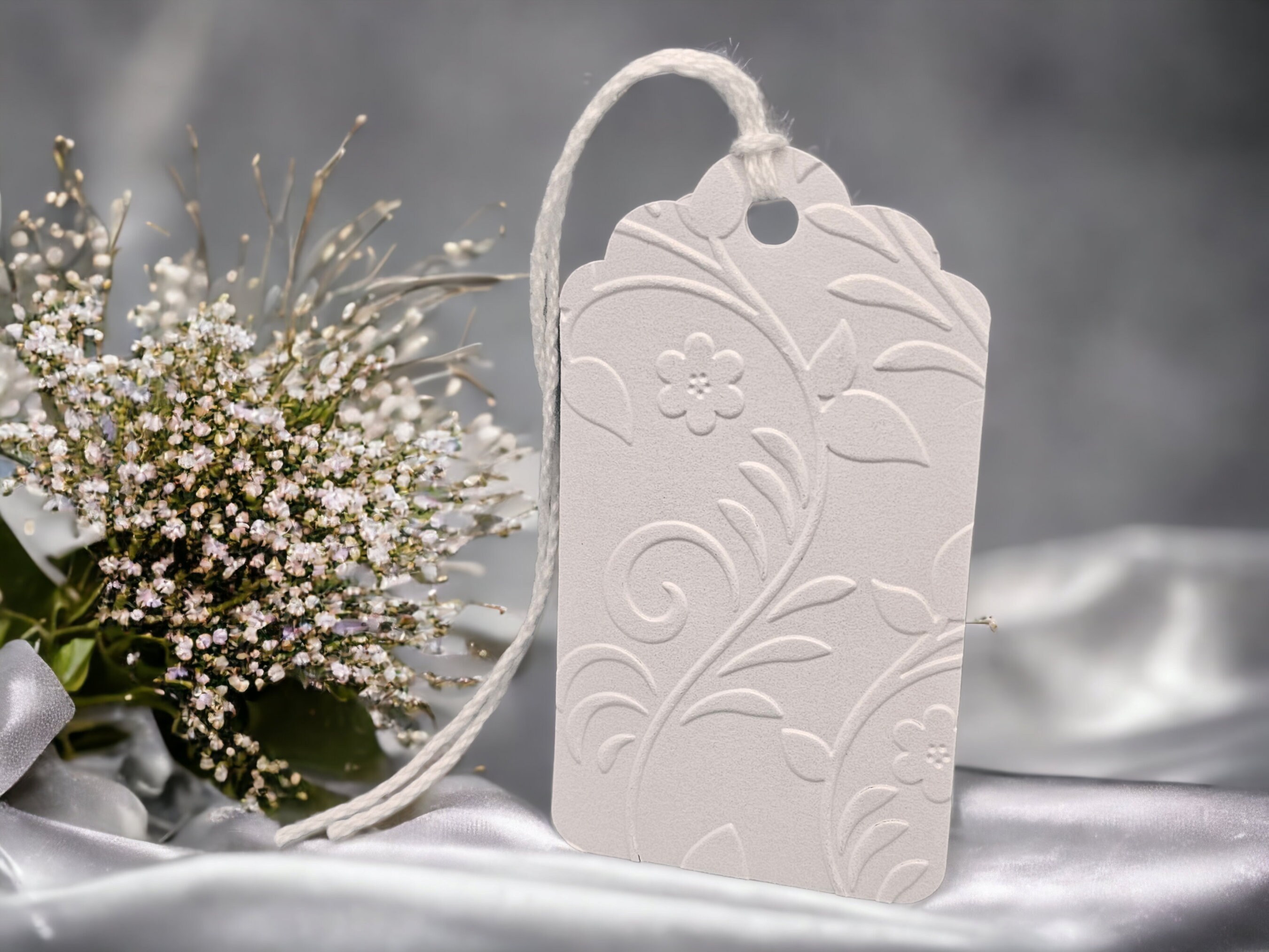 Floral Embossed Tags, Pre-strung Hanging Tags, Gift Tags, Textured ...