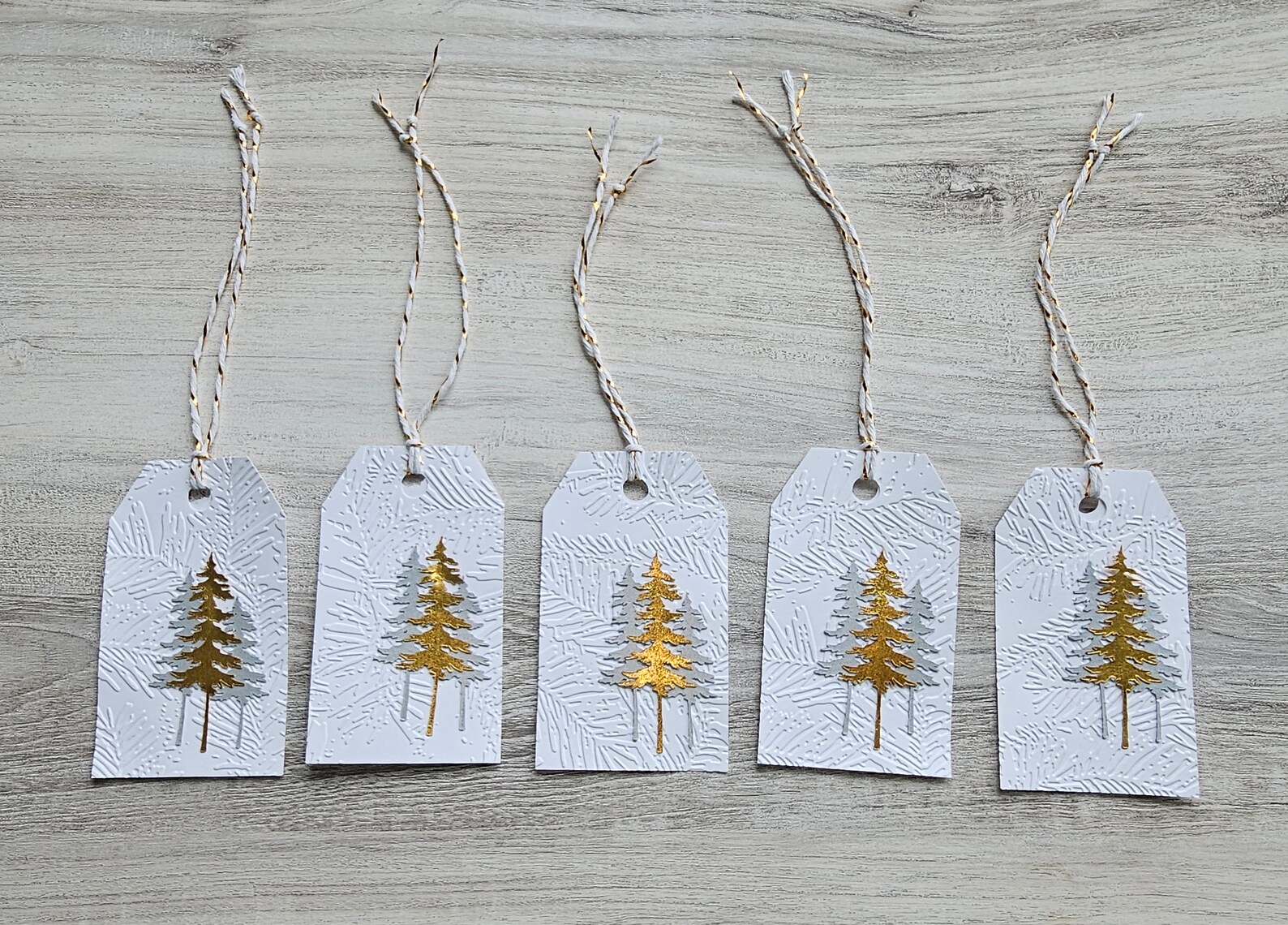 Christmas Gift Tag, Pine Tree Embossed Tag, Holiday Party Tag, Silver ...