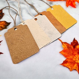 Embossed Fall Leaf Gift Tags: Shimmer & Kraft Cardstock - Etsy
