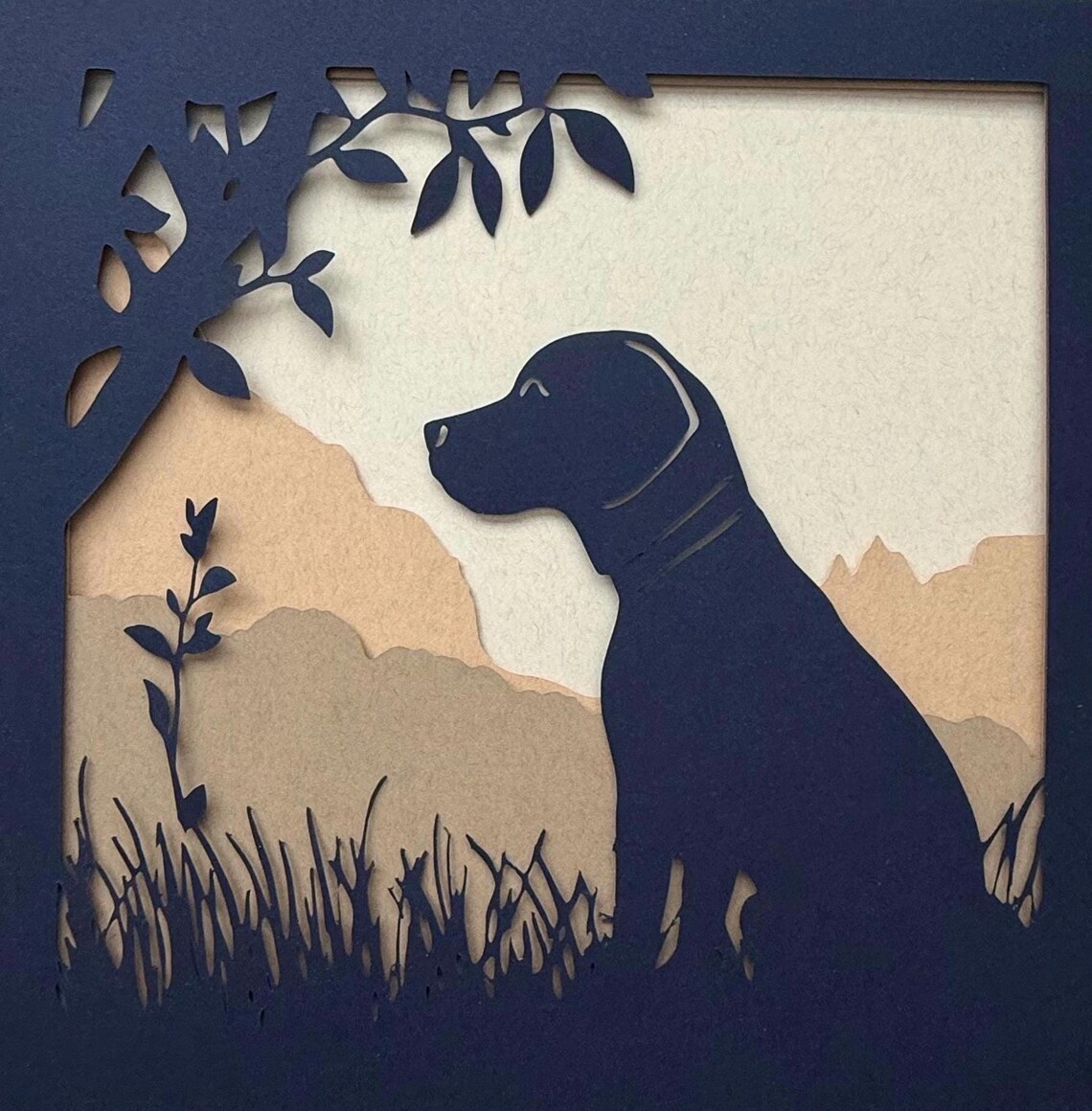 3D Dog Shadow Box-layered Paper Art-dog Lover Gift-pet Memorial Decor ...