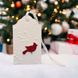Christmas Gift Tag, Cardinal Gift Tag, Holiday Party Tag, Party Favor ...