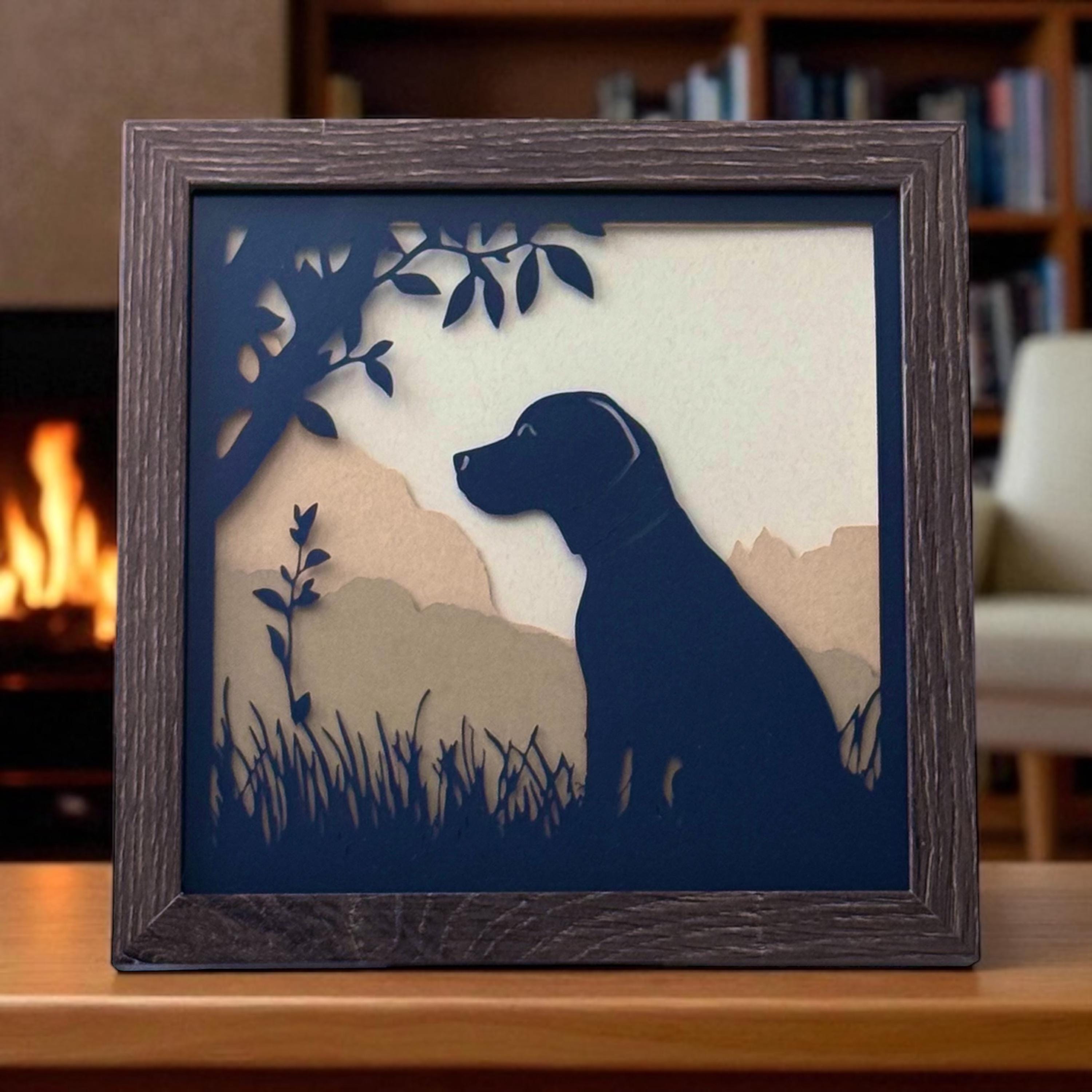 3D Dog Shadow Box-layered Paper Art-dog Lover Gift-pet Memorial Decor ...