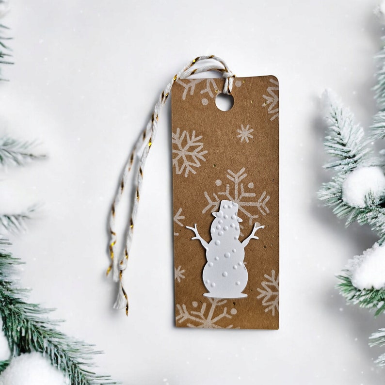 Embossed Snowman Christmas Gift Tags, Gold Foil, Handmade - Etsy