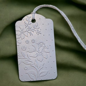 Embossed Tags, Pre-strung Hanging Tags, Gift Tags, Wedding Tags, Favor ...