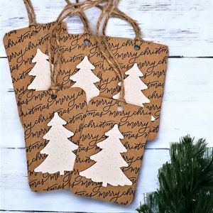 Embossed Christmas Tree Gift Tags: Pre-strung Holiday Paper Tags - Etsy