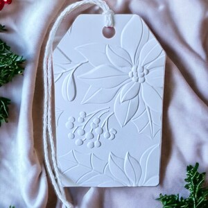 Christmas Gift Tags, Embossed Poinsettia Tag, Holiday Gift Tags, Pre ...