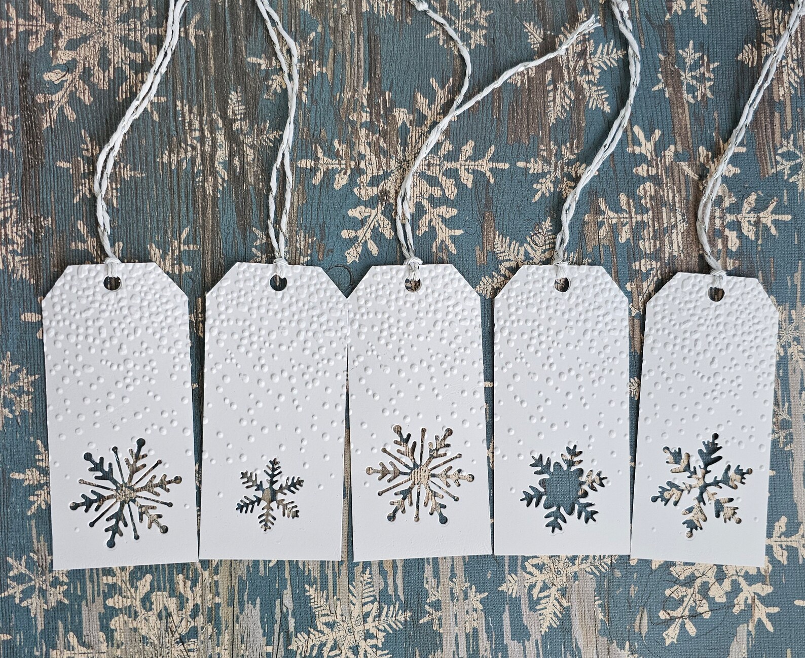 Christmas Gift Tag, Snowflake Tag, Snow Embossed Tag, Holiday Party Tag ...