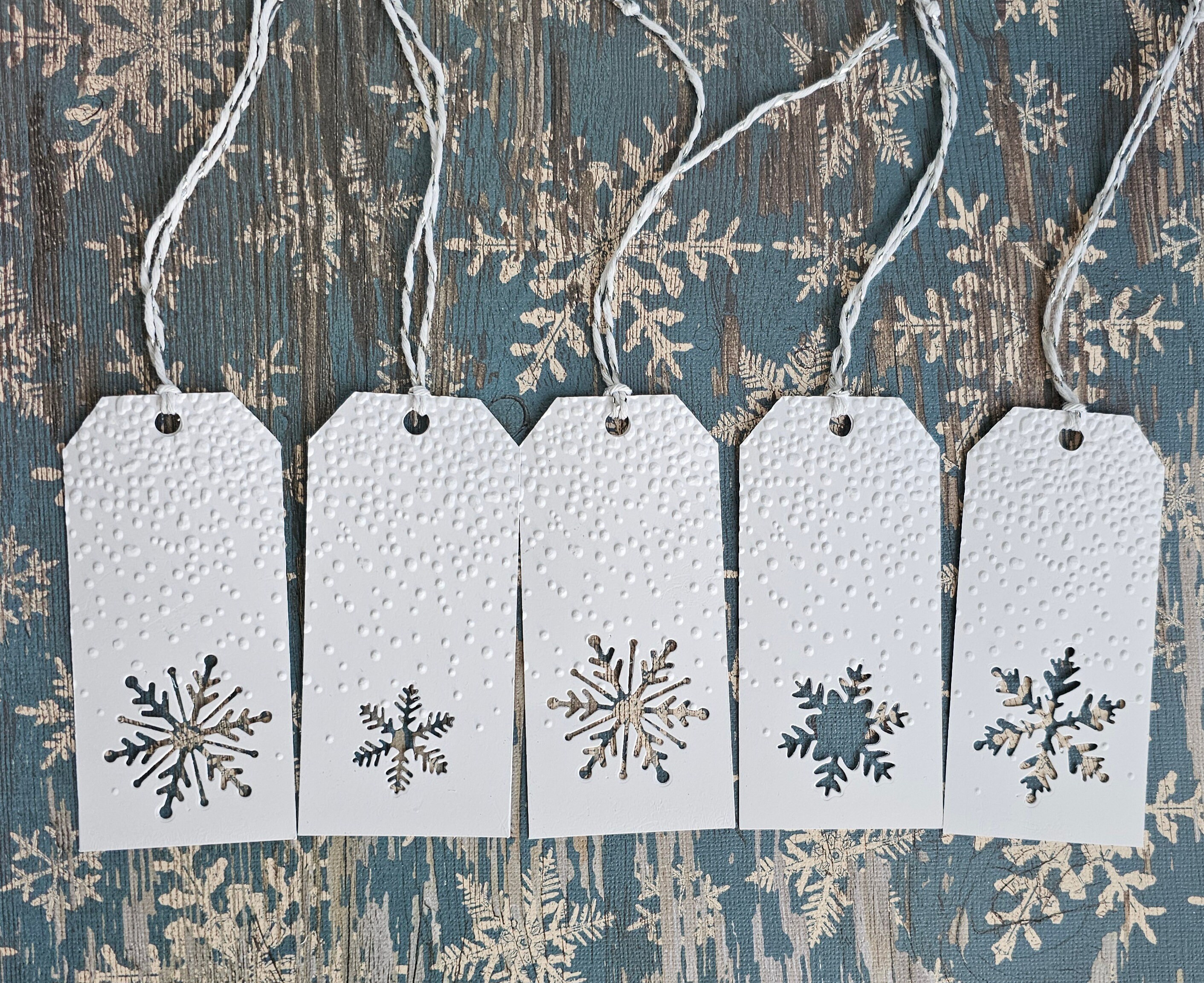 Christmas Gift Tag, Snowflake Tag, Snow Embossed Tag, Holiday Party Tag ...