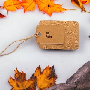 Embossed Fall Leaf Gift Tags: Shimmer & Kraft Cardstock - Etsy