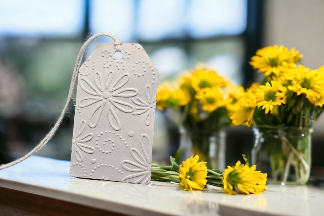 Embossed Gift Tags, Pre-strung Hanging Tags, Textured, Wedding Tags ...