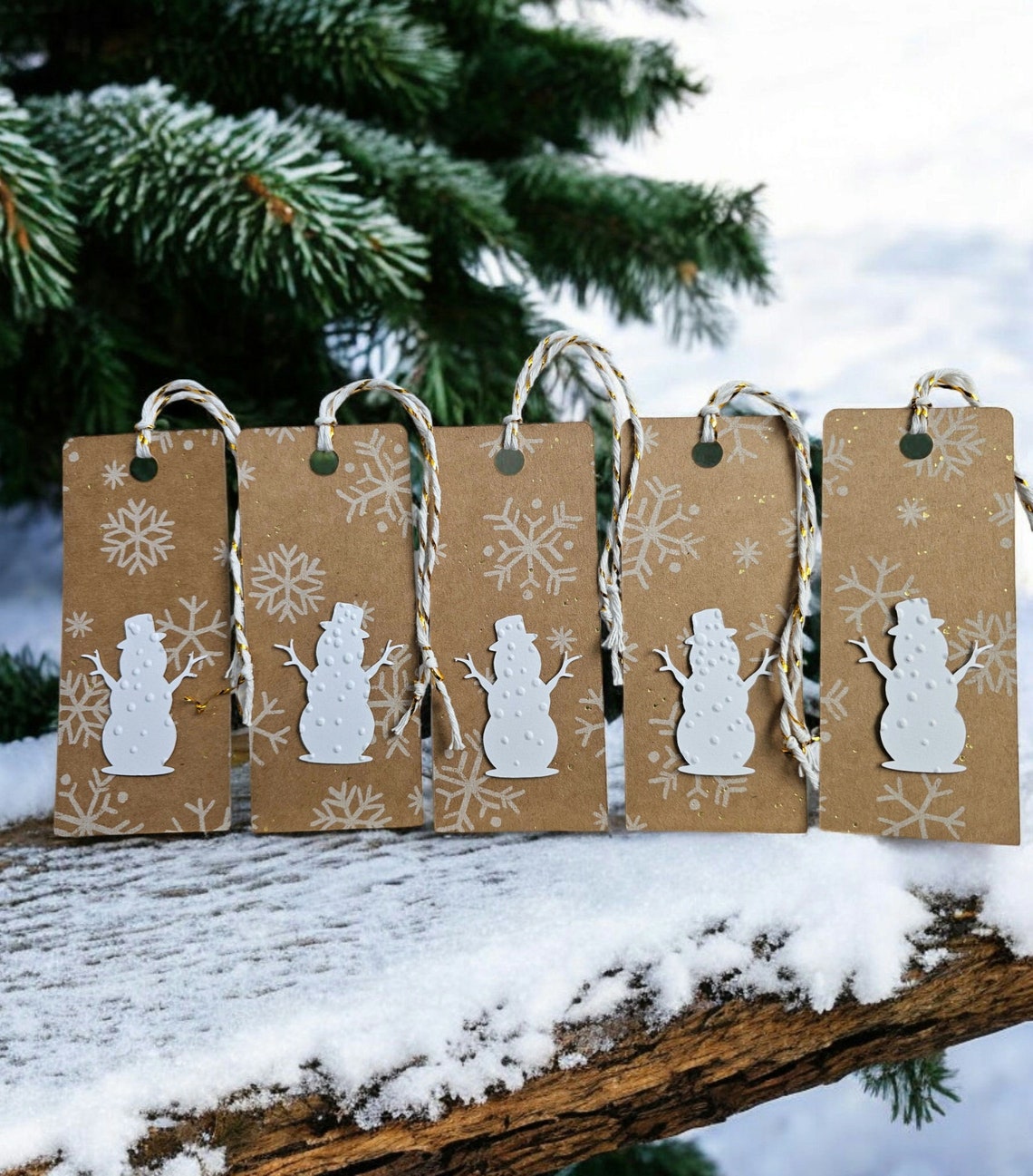 Embossed Snowman Christmas Gift Tags, Gold Foil, Handmade - Etsy
