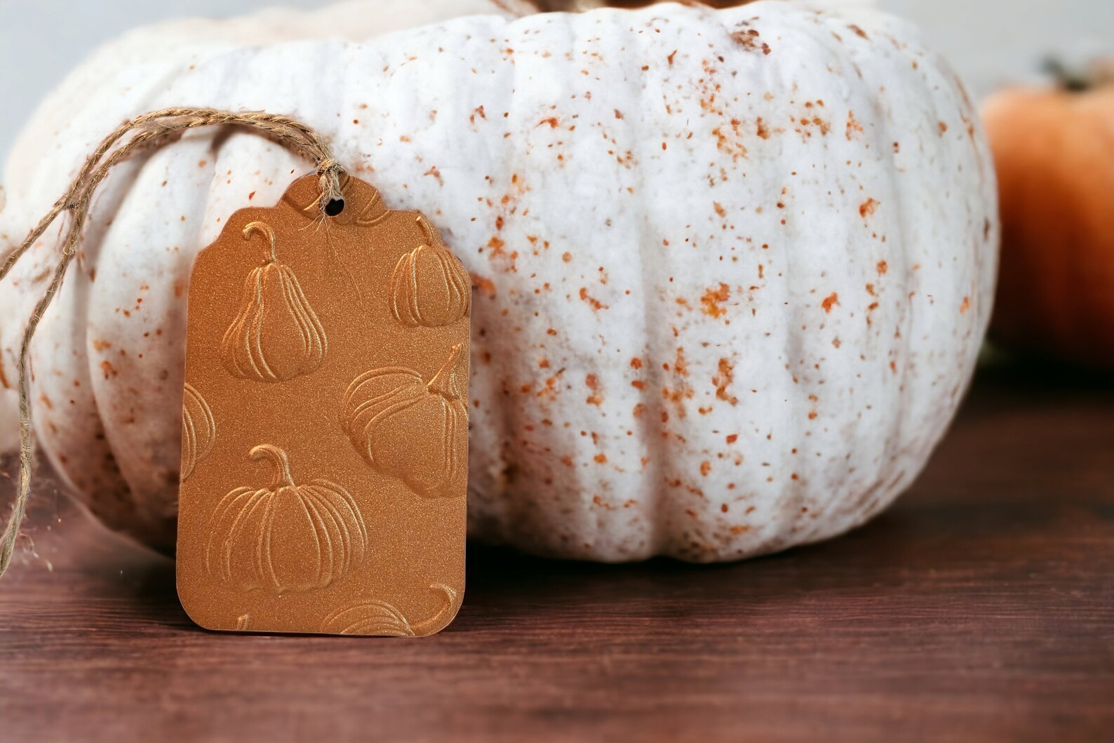Fall Pumpkin Tag, Embossed Pumpkin, Pre-strung Hanging Tags ...