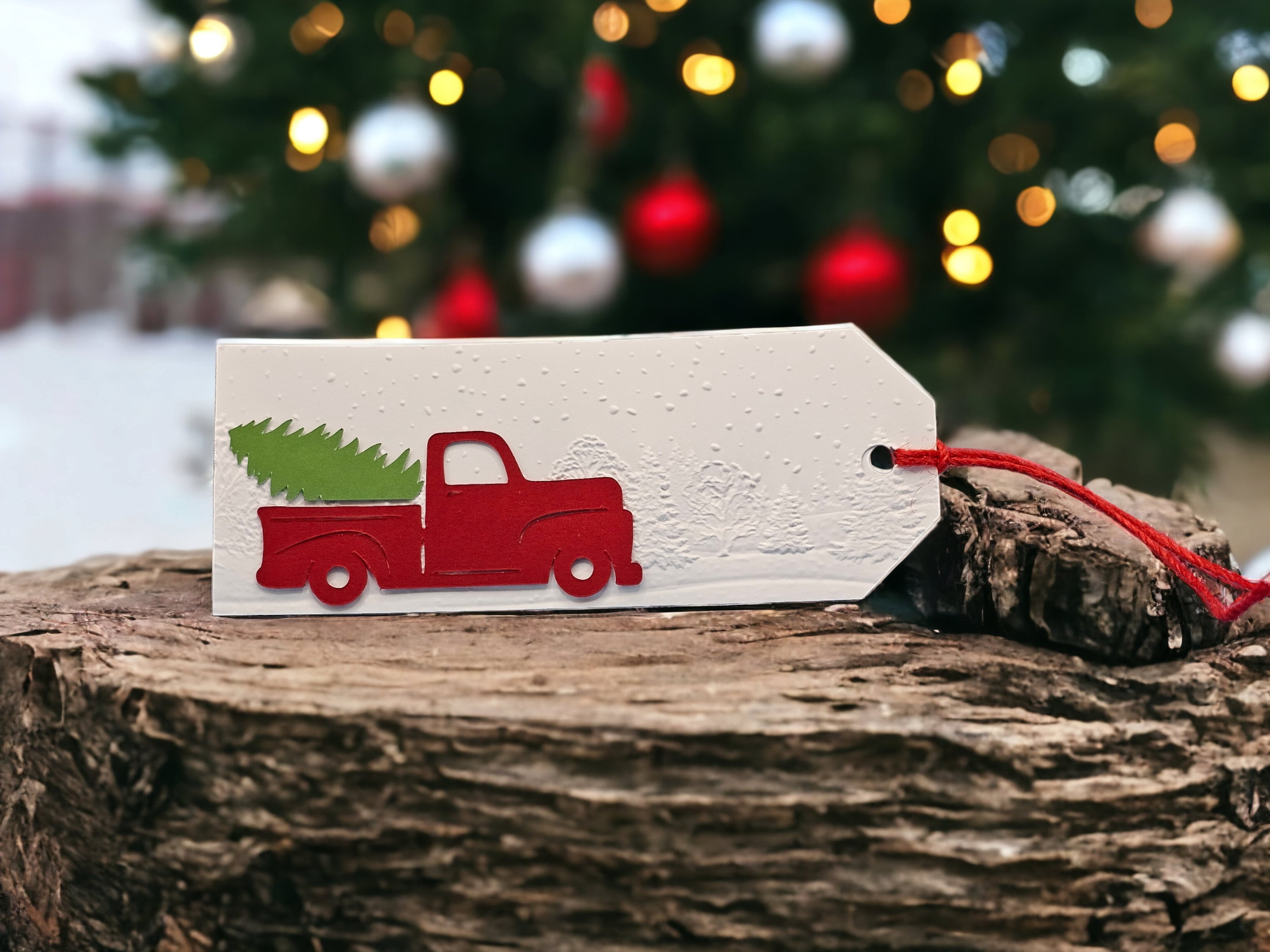 Red Truck Christmas Gift Tags, Embossed Holiday Favor - Etsy