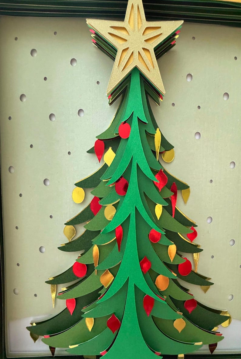 3D Christmas Tree Shadow Box: Layered Cardstock Holiday Art - Etsy