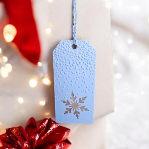 Christmas Gift Tag, Snowflake Tag, Snow Embossed Tag, Holiday Party Tag ...