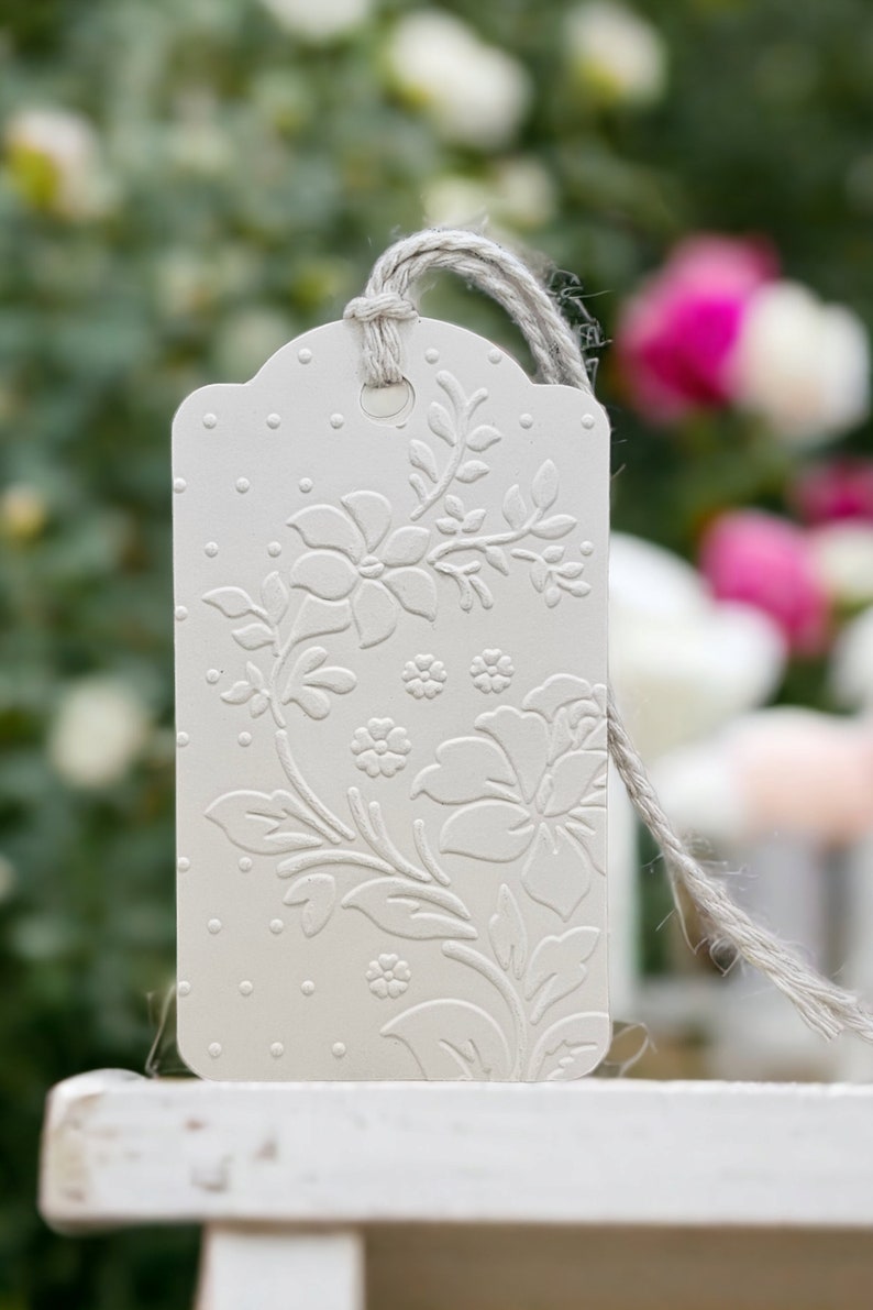 Embossed Tags, Pre-strung Hanging Tags, Gift Tags, Wedding Tags, Favor ...