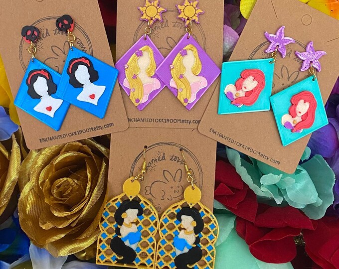 Disney Princess Earrings 3D Printed Princess Jasmine Earrings Princess ...