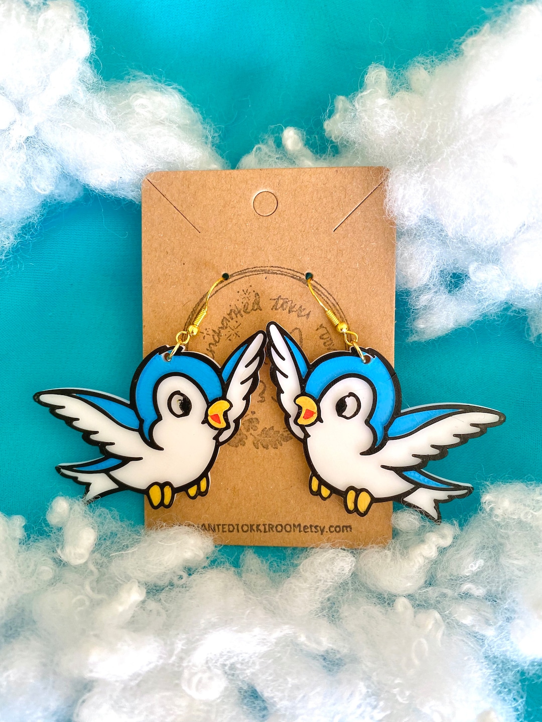 Blue Bird Earrings 3D Printed Snow White Blue Bird Earrings Snow White ...