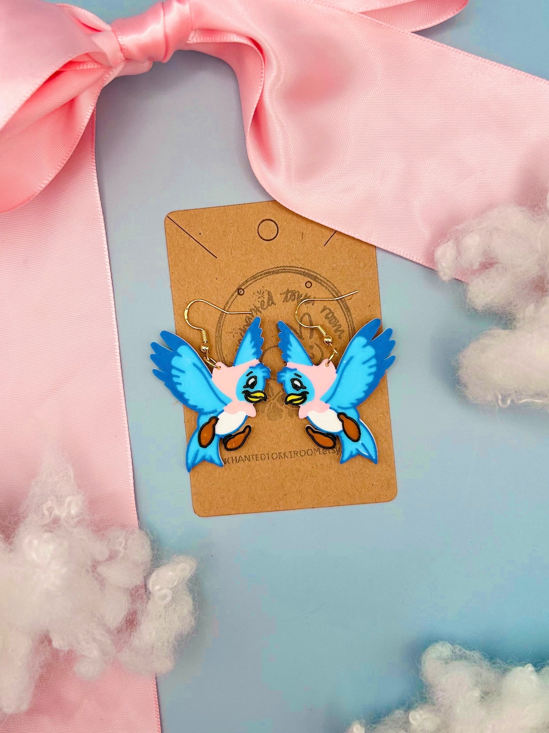 Cinderella Blue Bird Earrings 3D Printed Cinderella Blue Bird Earrings ...