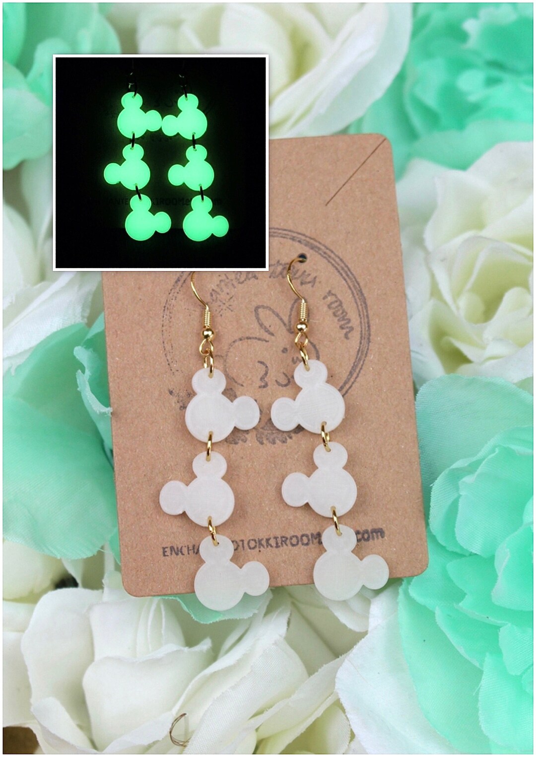 Glow in the Dark Mickey Mouse Dangle Earrings Glow in the Dark Mickey ...