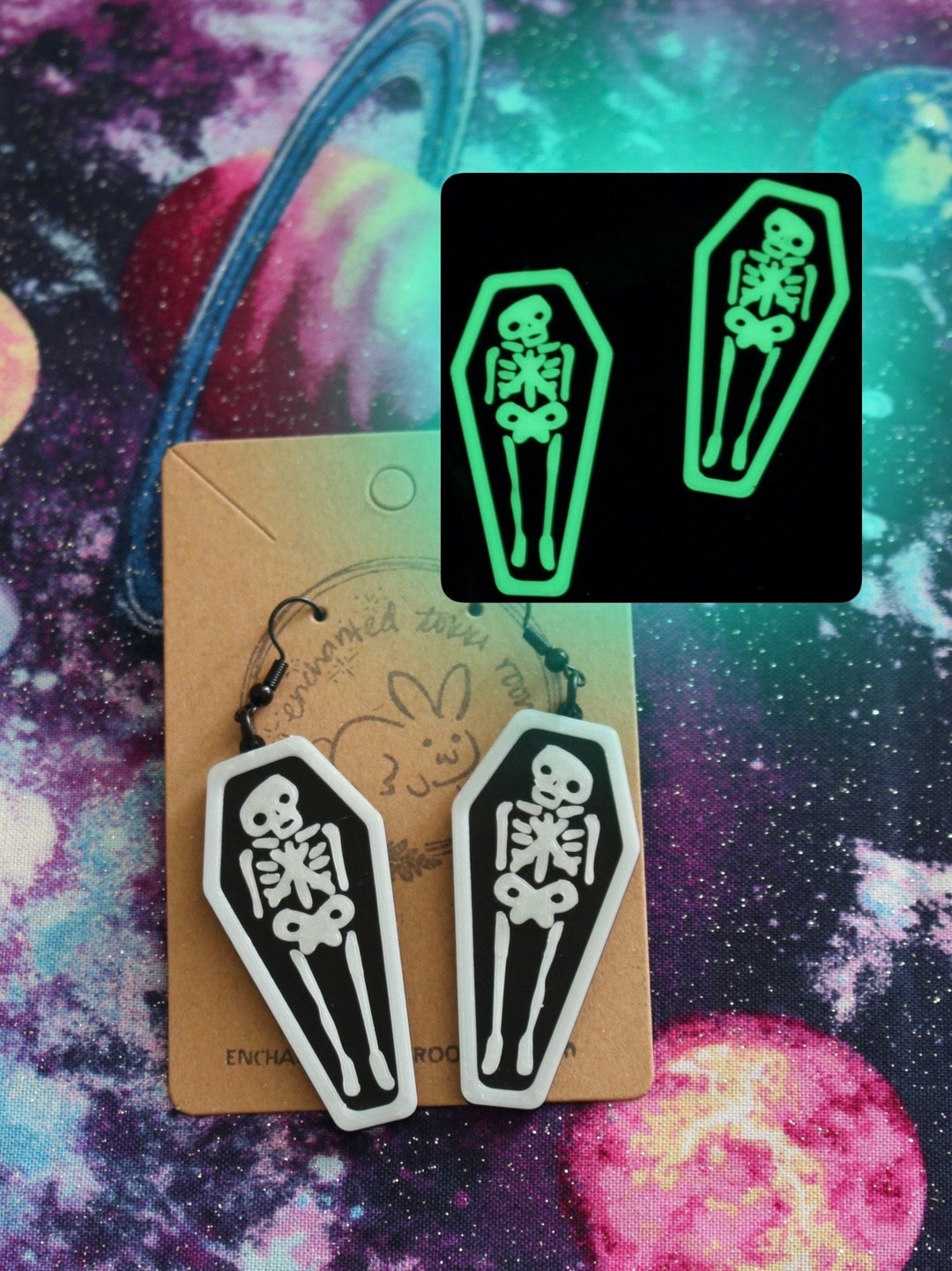 Glow in the Dark Spooky Scary Skeleton Earrings Glow in the Dark ...