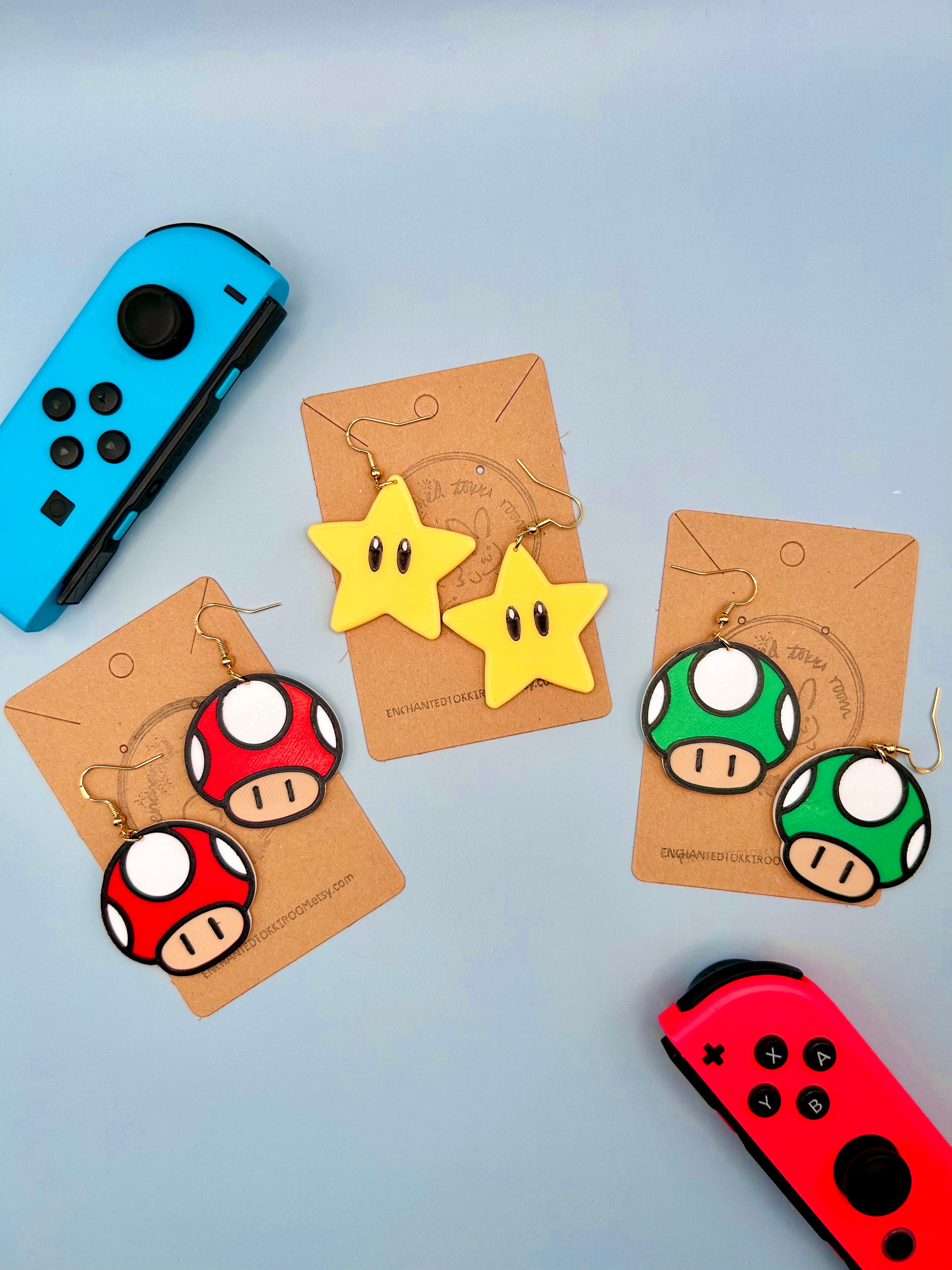 3D Printed Mario Star Earrings: Nintendo Super Mario Bros Jewelry - Etsy