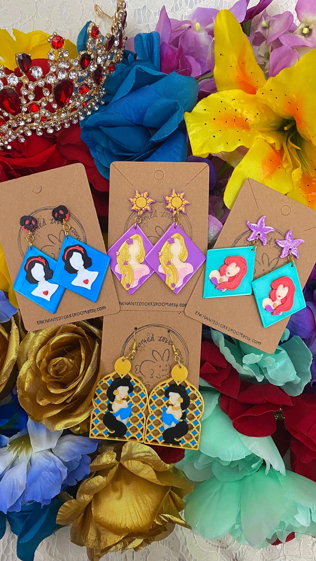 Disney Princess Earrings 3D Printed Princess Jasmine Earrings Princess ...