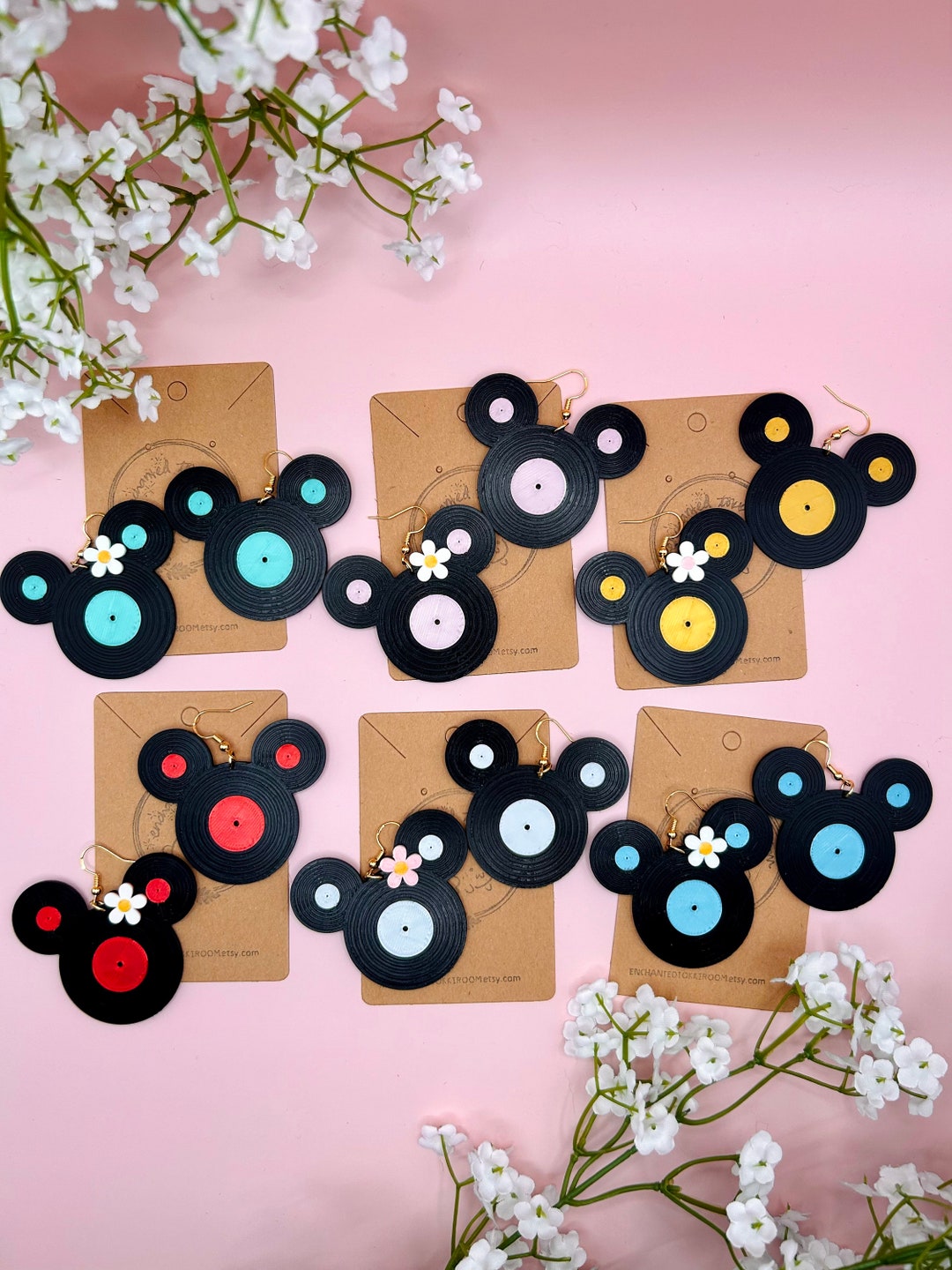 Mickey Vinyl Record Earrings Minnie Earrings Mickey Earrings Retro ...