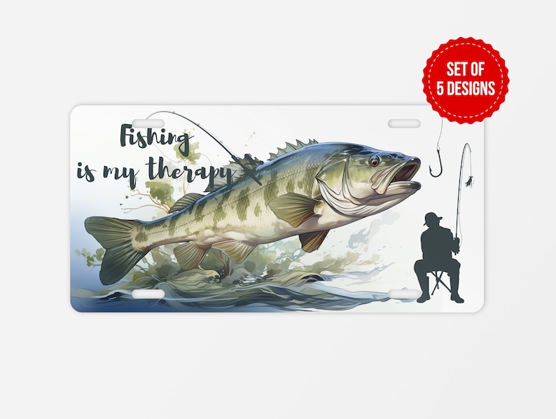 Fishing is My Therapy License Plate Sublimation Design Car - Etsy
