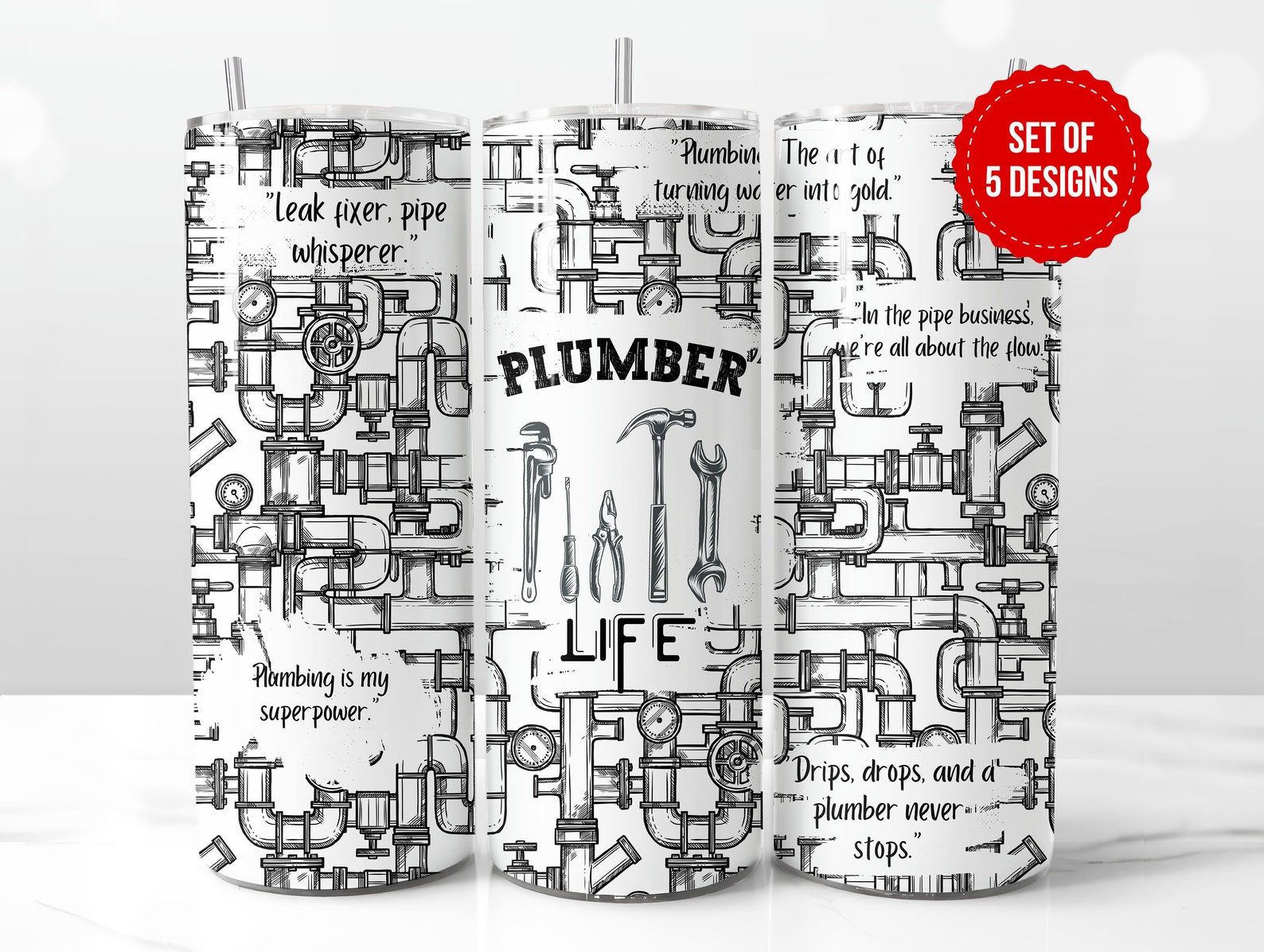 Plumber Life Tumbler Wrap Sublimation Design, Skinny 20oz Straight ...