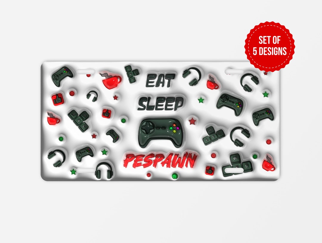 Eat Sleep Pespawn License Plate Sublimation Design, Gamer Dad Gift ...