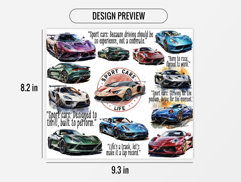 Sport Cars Life Tumbler Wrap Sublimation Design, Skinny 20oz Straight ...