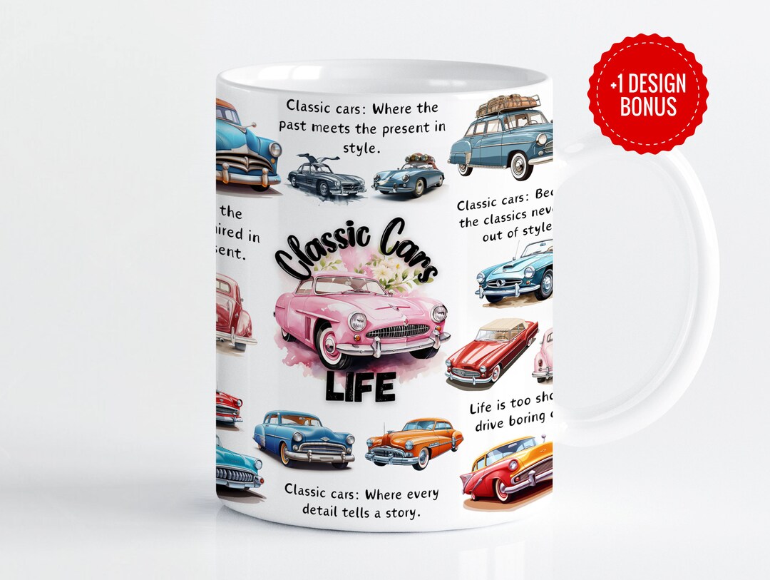 Classic Cars Mug Wrap Sublimation Template, 11oz & 15oz Designs, Cricut ...