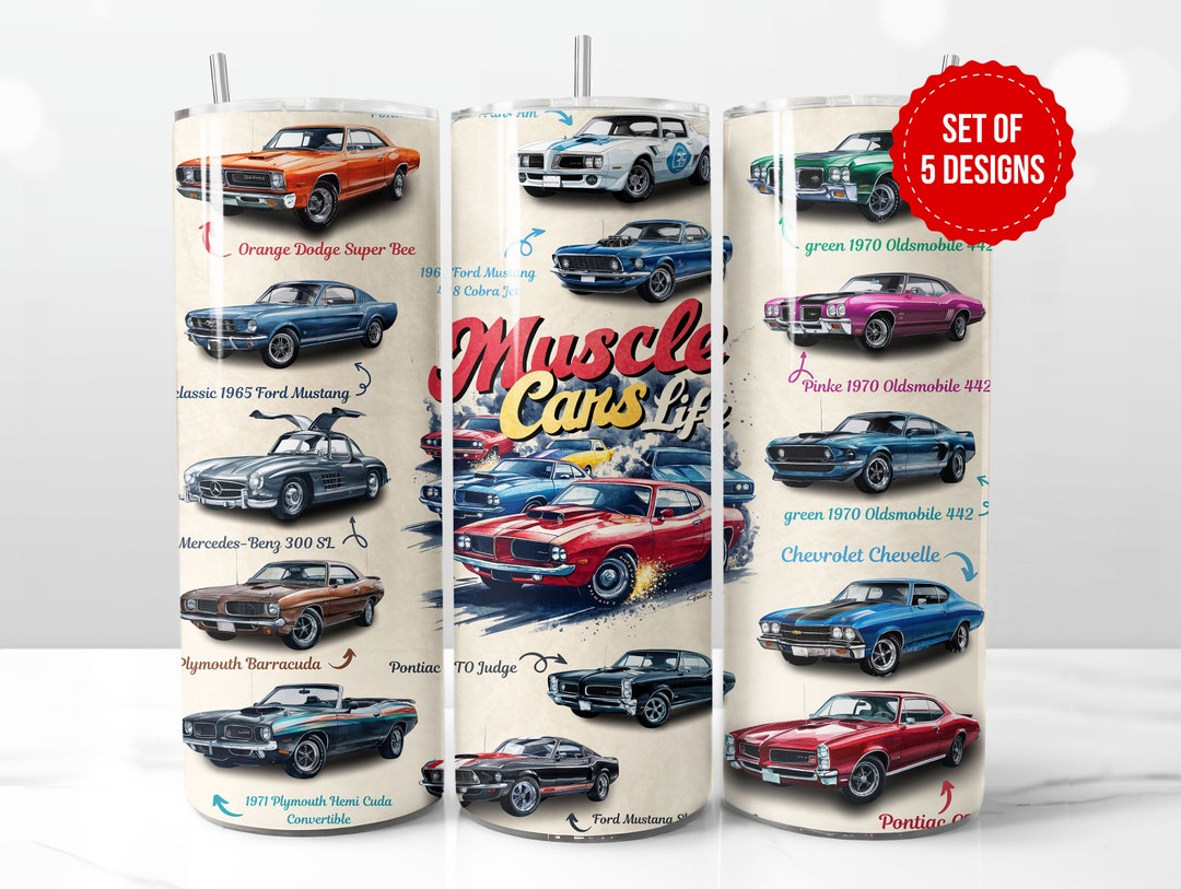 Muscle Old Cars Lover Tumbler Wrap Sublimation Design, Skinny 20oz ...