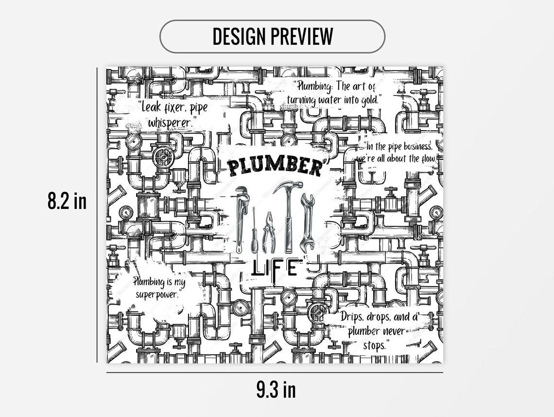 Plumber Life Tumbler Wrap Sublimation Design, Skinny 20oz Straight ...