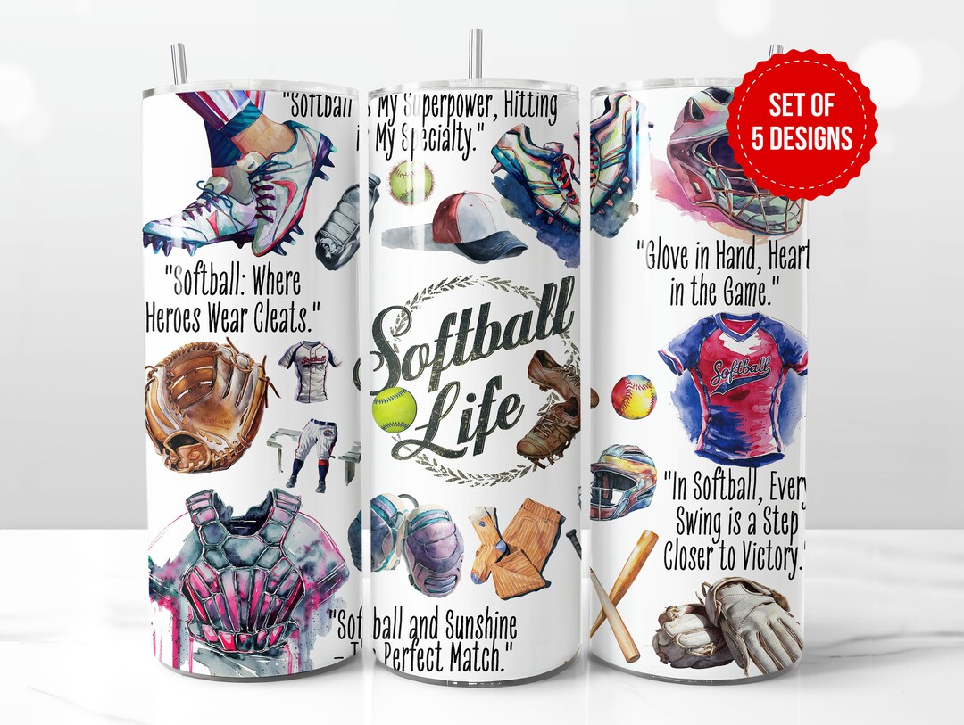 Softball Life Tumbler Wrap Sublimation Design, Skinny 20oz Straight ...