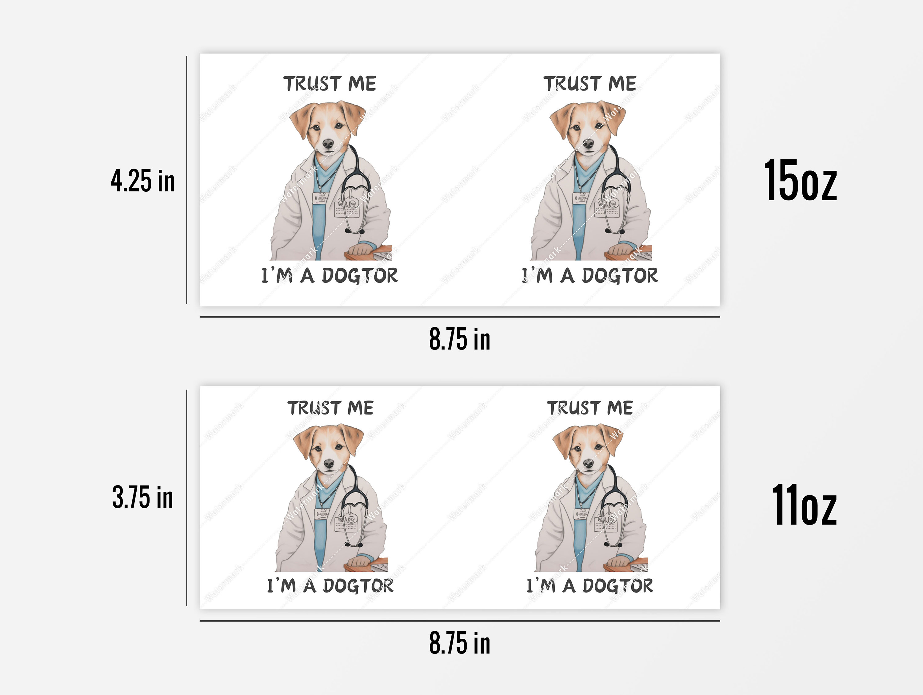 Dogtor Mug Wrap Sublimation Template, 11oz 15oz Designs, Funny Doctor ...