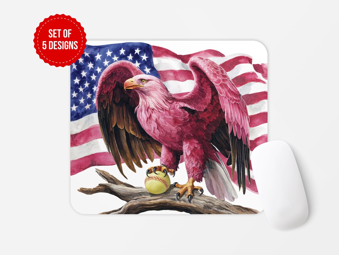 Patriotic Softball Mouse Pad PNG Sublimation Design, Square Round Mouse ...