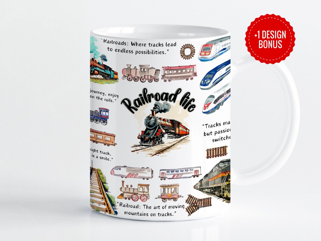 Railroad Life Mug Wrap Sublimation Template, 11oz & 15oz Designs, Train ...