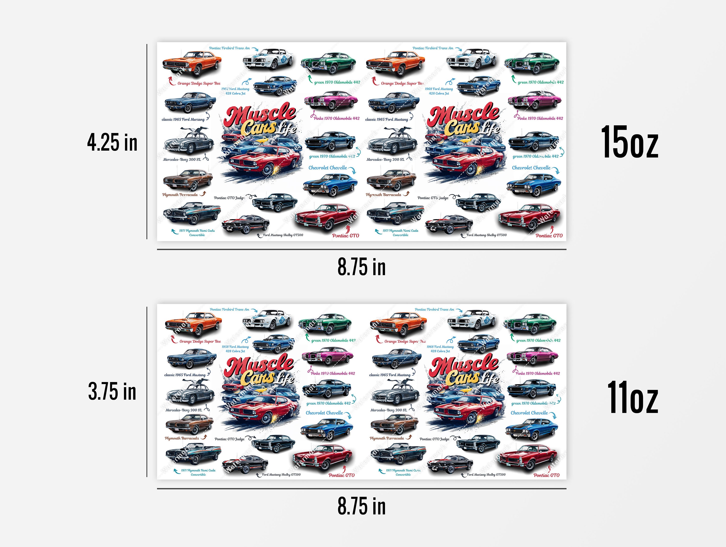 Muscle Cars Lover Mug Wrap Sublimation Template, 11oz & 15oz Designs ...