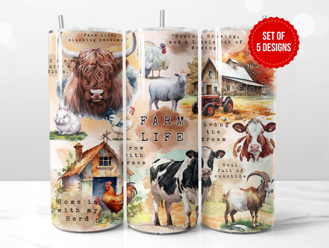 Farm Life Tumbler Wrap Sublimation Design, Skinny 20oz Straight Tumbler ...
