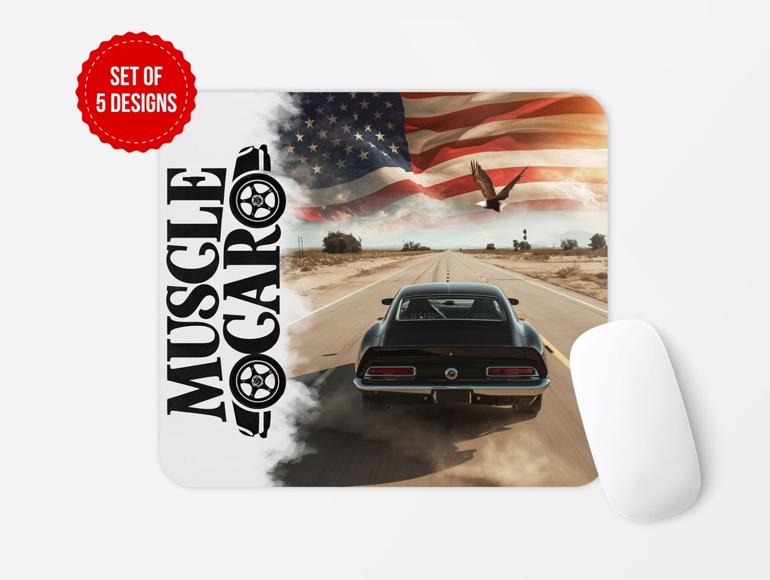 Patriotic Muscle Car Mouse Pad PNG Sublimation Design, Square Round ...