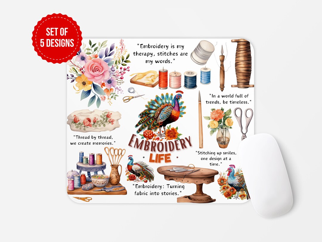 Embroidery Mouse Pad PNG Sublimation Design, Square Round Mouse Pad ...