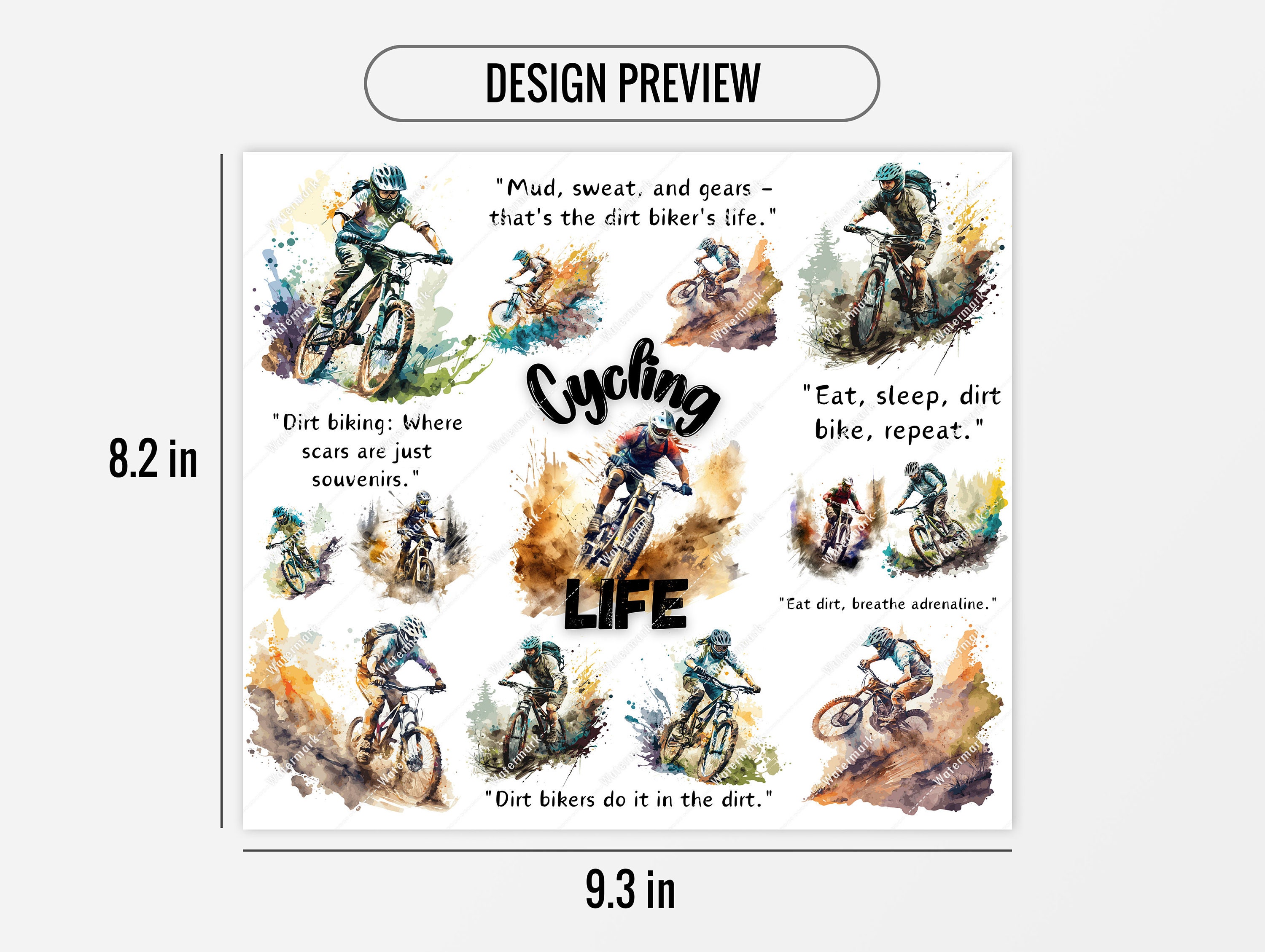 Cycling Life Tumbler Wrap Sublimation Design, Bicycle Rider Skinny 20oz ...