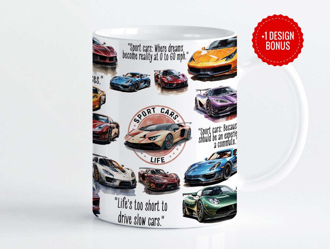 Sport Cars Life Mug Wrap Sublimation Template, 11oz & 15oz Designs ...