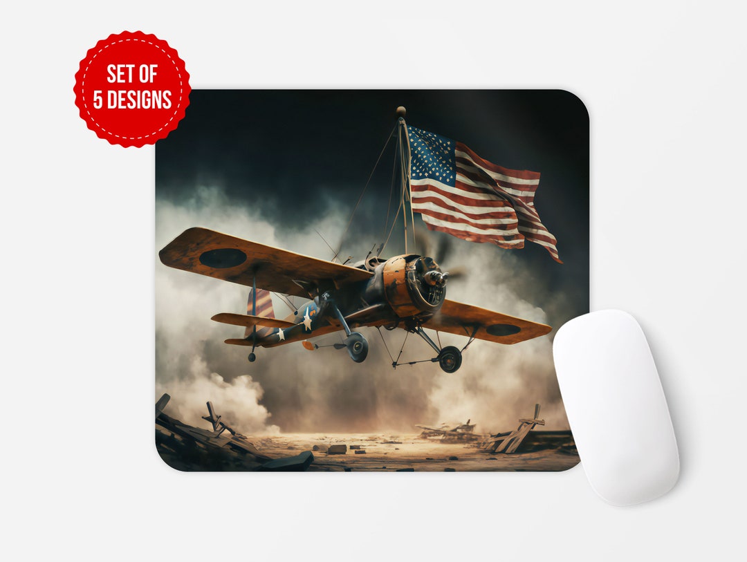 3D USA Biplane Mouse Pad PNG Sublimation Design, Plane Pilot Gifts ...