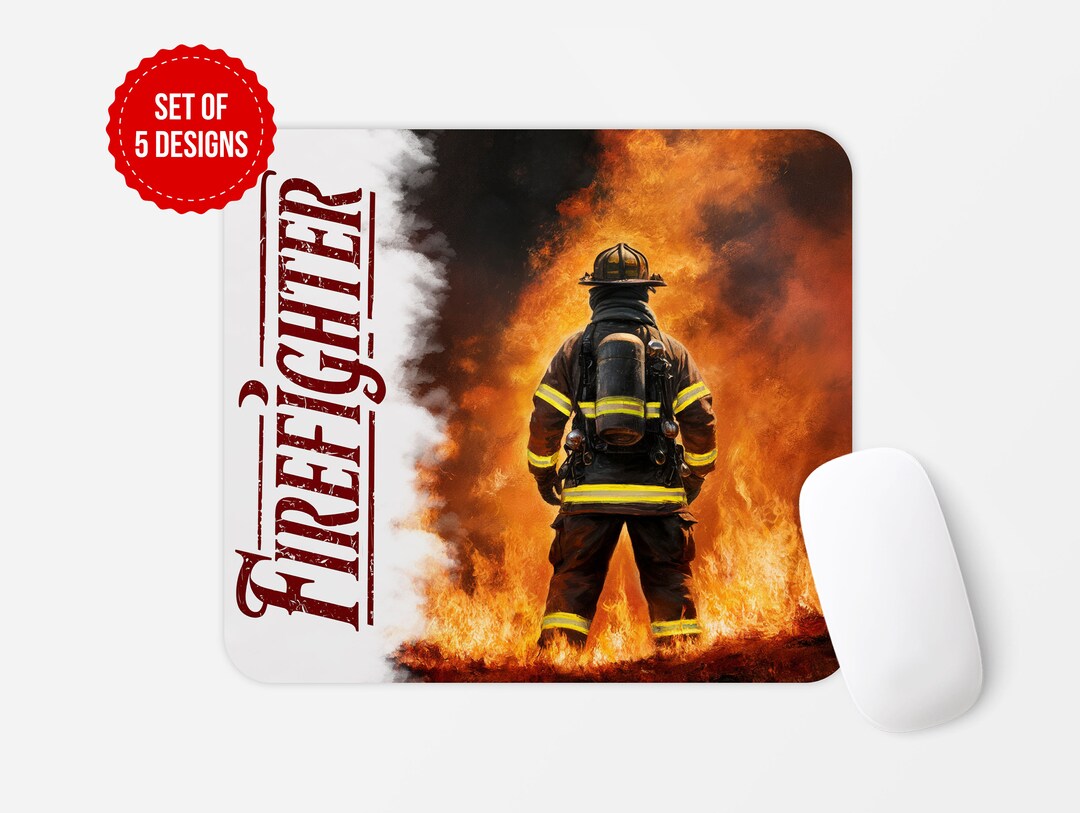 Firefighter Mouse Pad PNG Sublimation Design, Square Round Mouse Pad ...