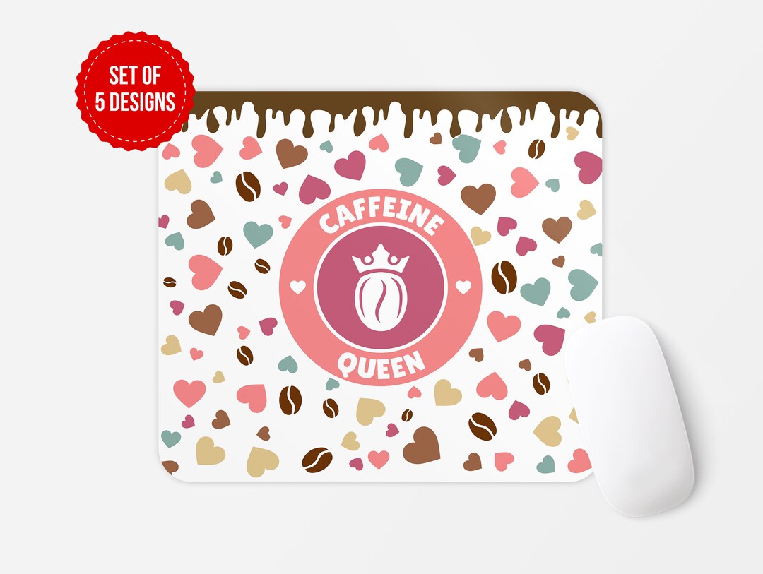Caffeine Queen 1 Mouse Pad PNG Sublimation Design, Coffee Lover Quote ...