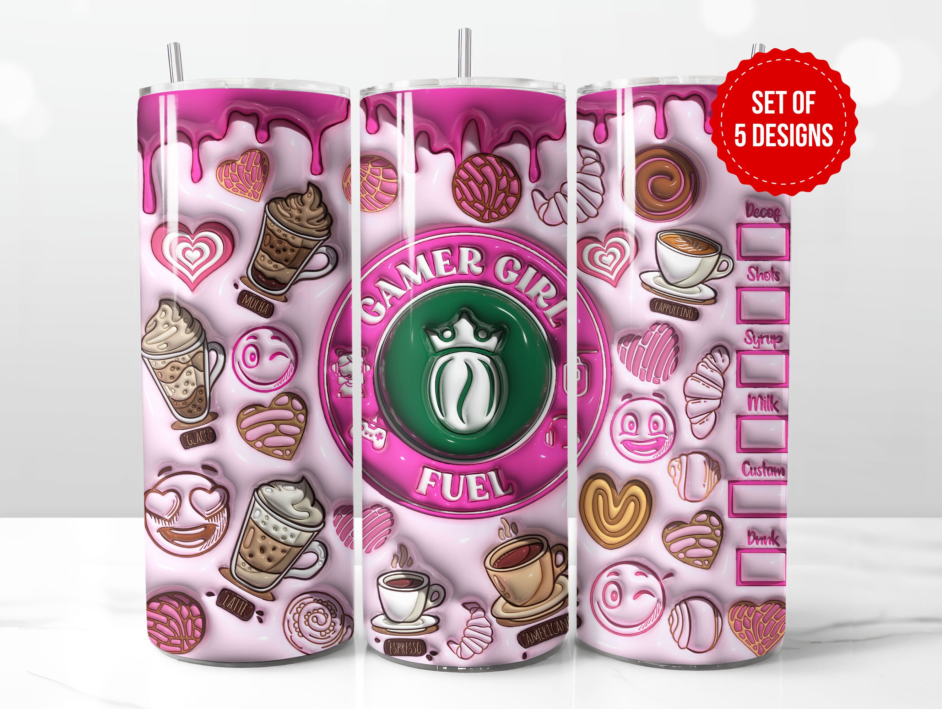 Gamer Girl Fuel Tumbler Wrap Sublimation Design, Skinny 20oz Straight ...