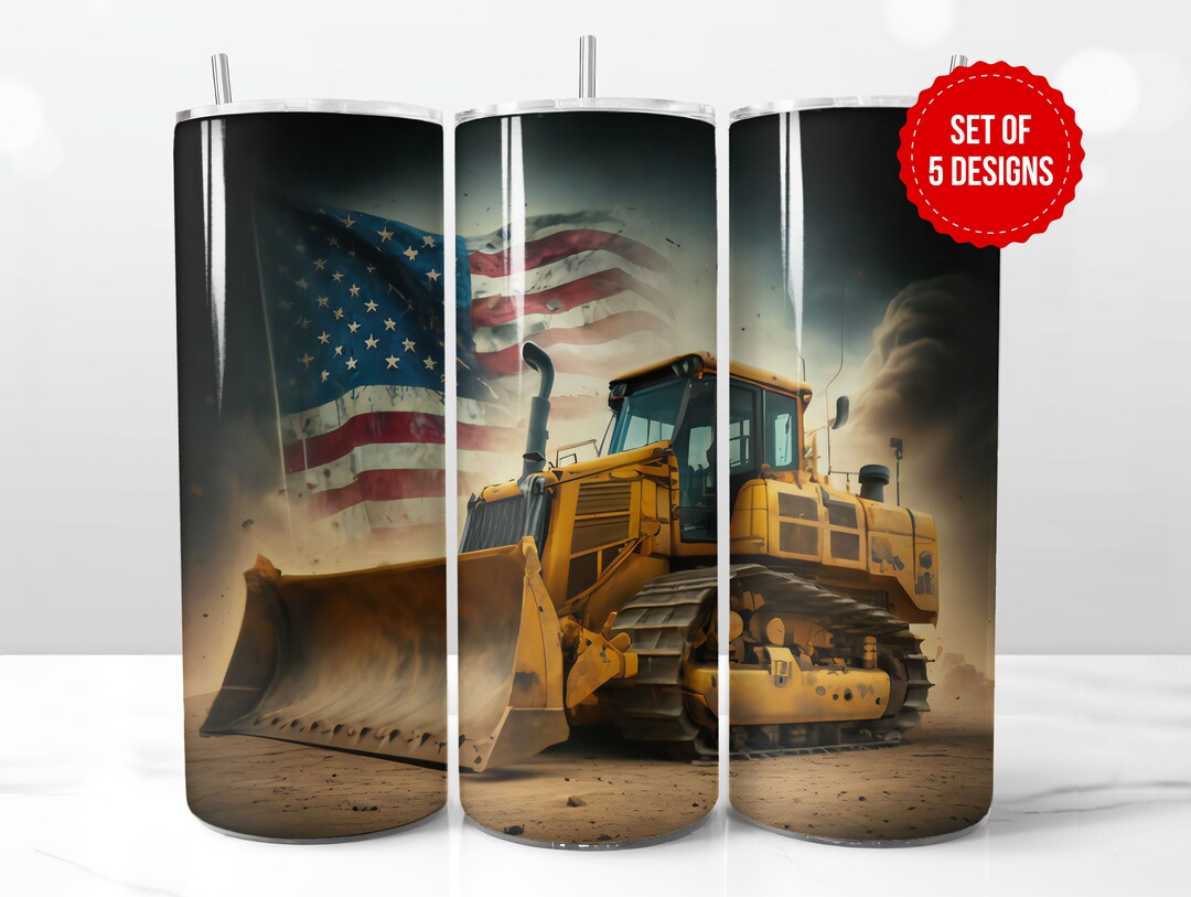 Bulldozer Tumbler Wrap Sublimation Design, Skinny 20oz Straight Tumbler ...